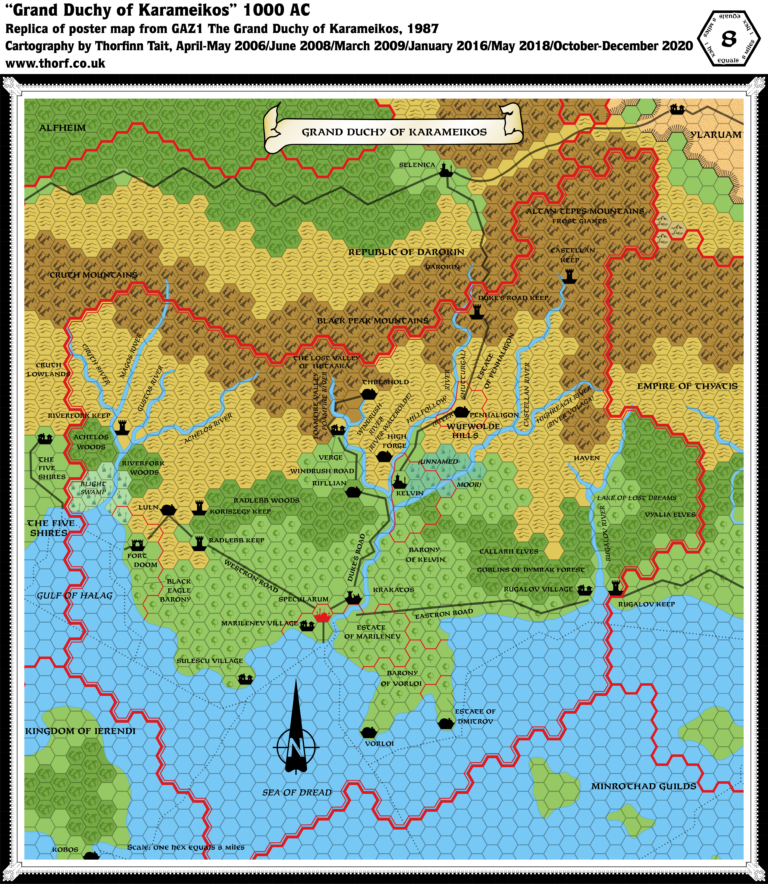 Ramelin’s Karameikos, 8 miles per hex | Atlas of Mystara