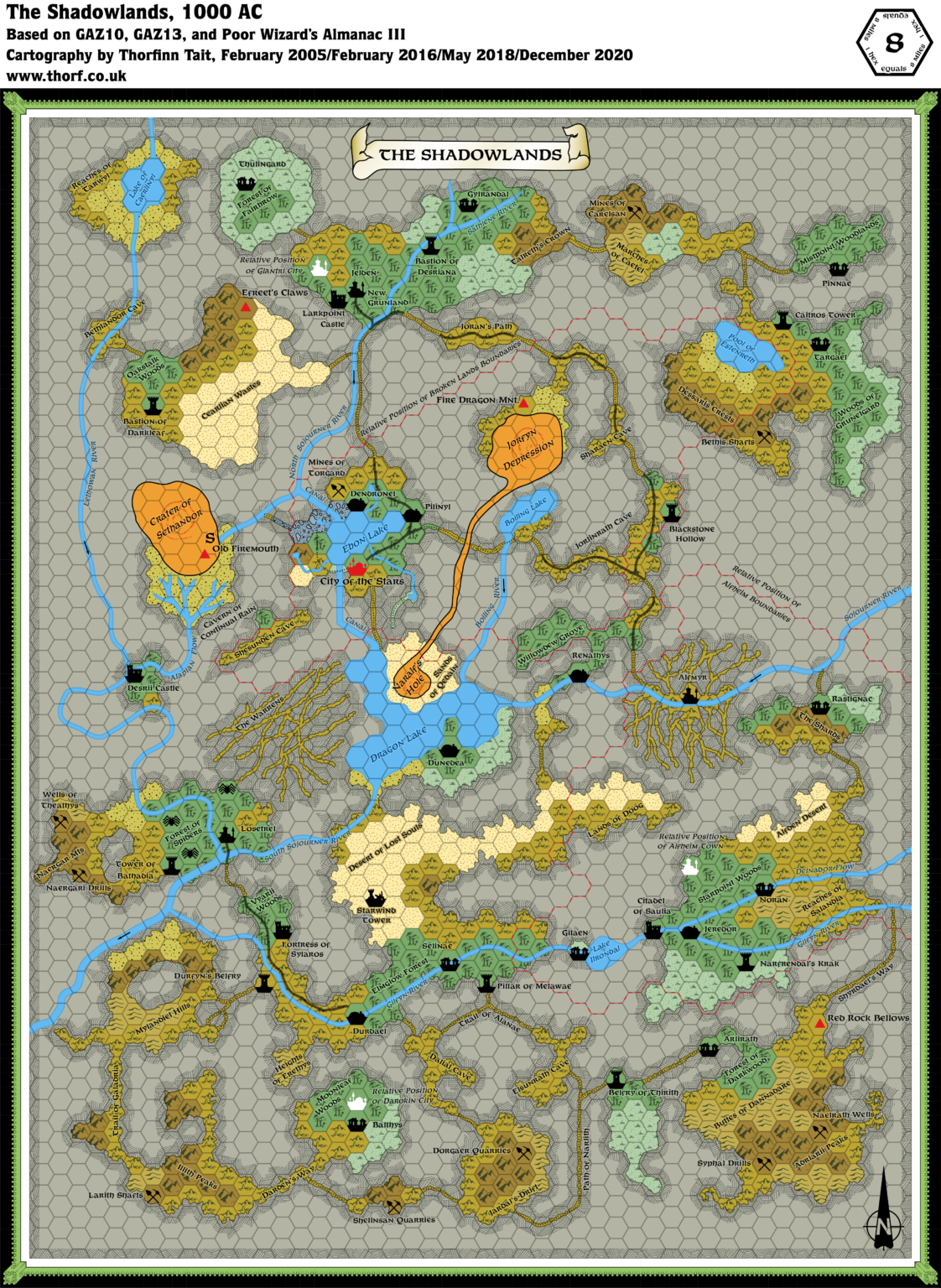 GAZ13 Shadow Elf Territories, 8 mi/hex | Atlas of Mystara
