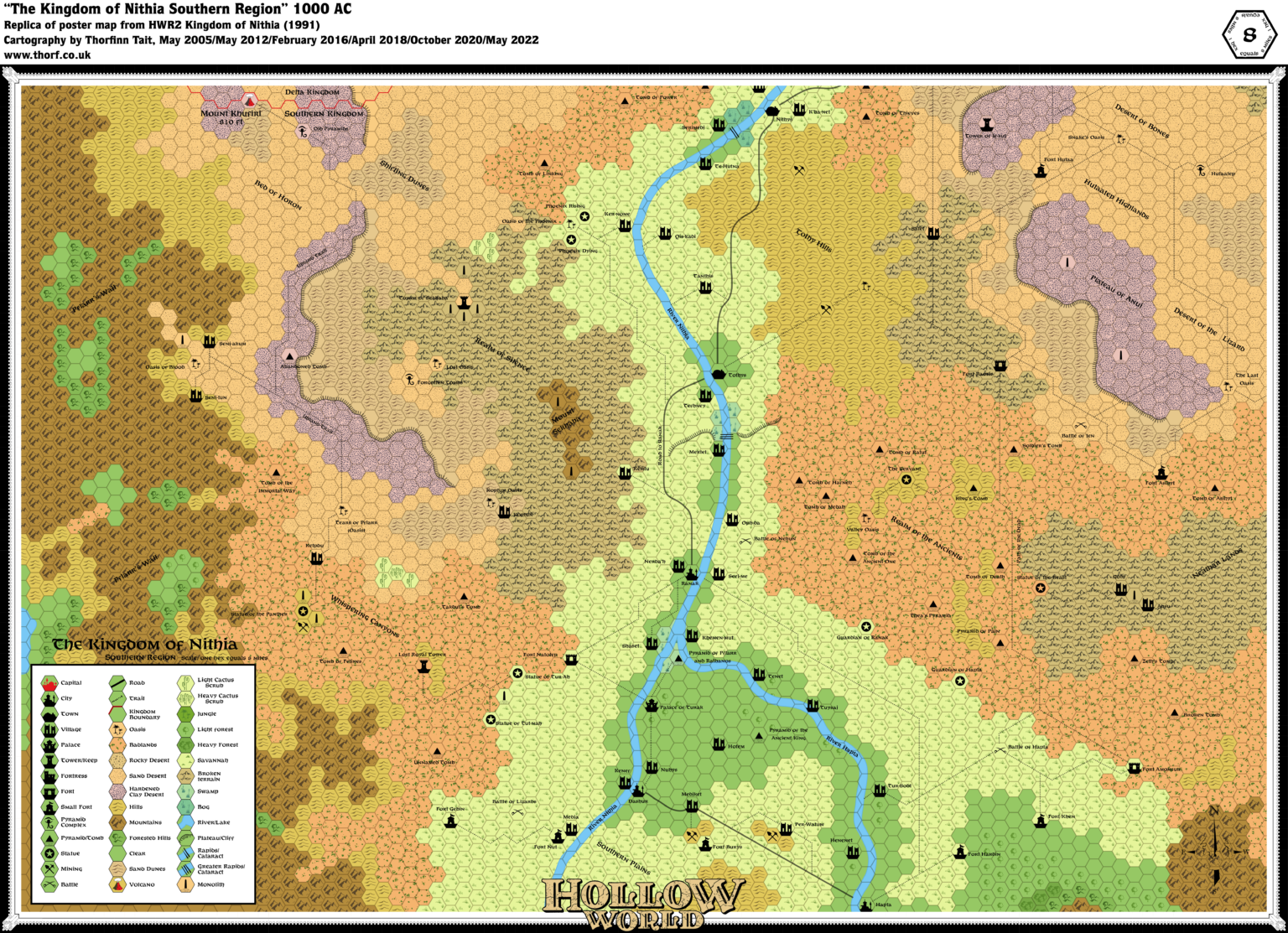 HWR2 Nithia Southern Region, 8 miles per hex | Atlas of Mystara