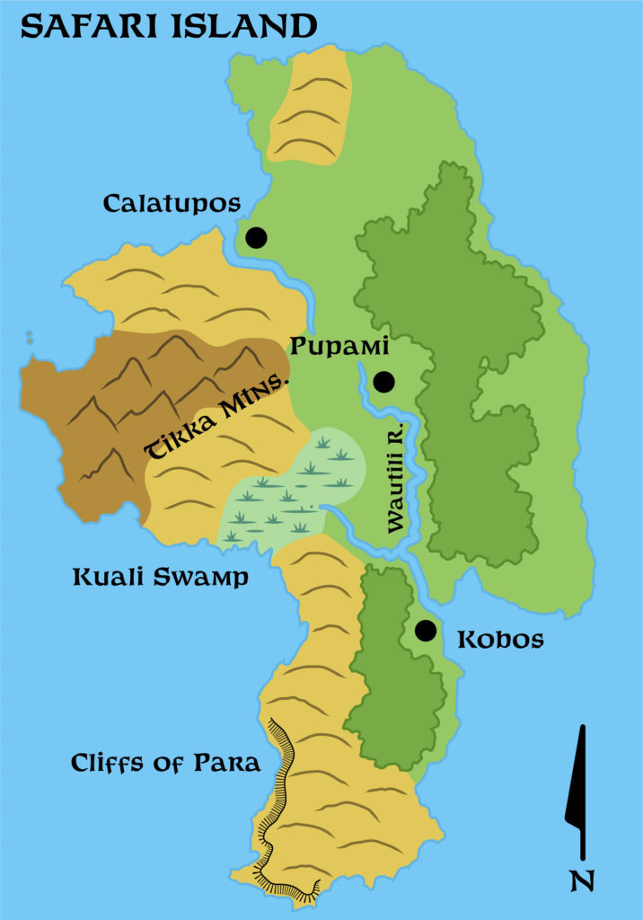 Colourised replica of GAZ4’s map of Safari Island | Atlas of Mystara