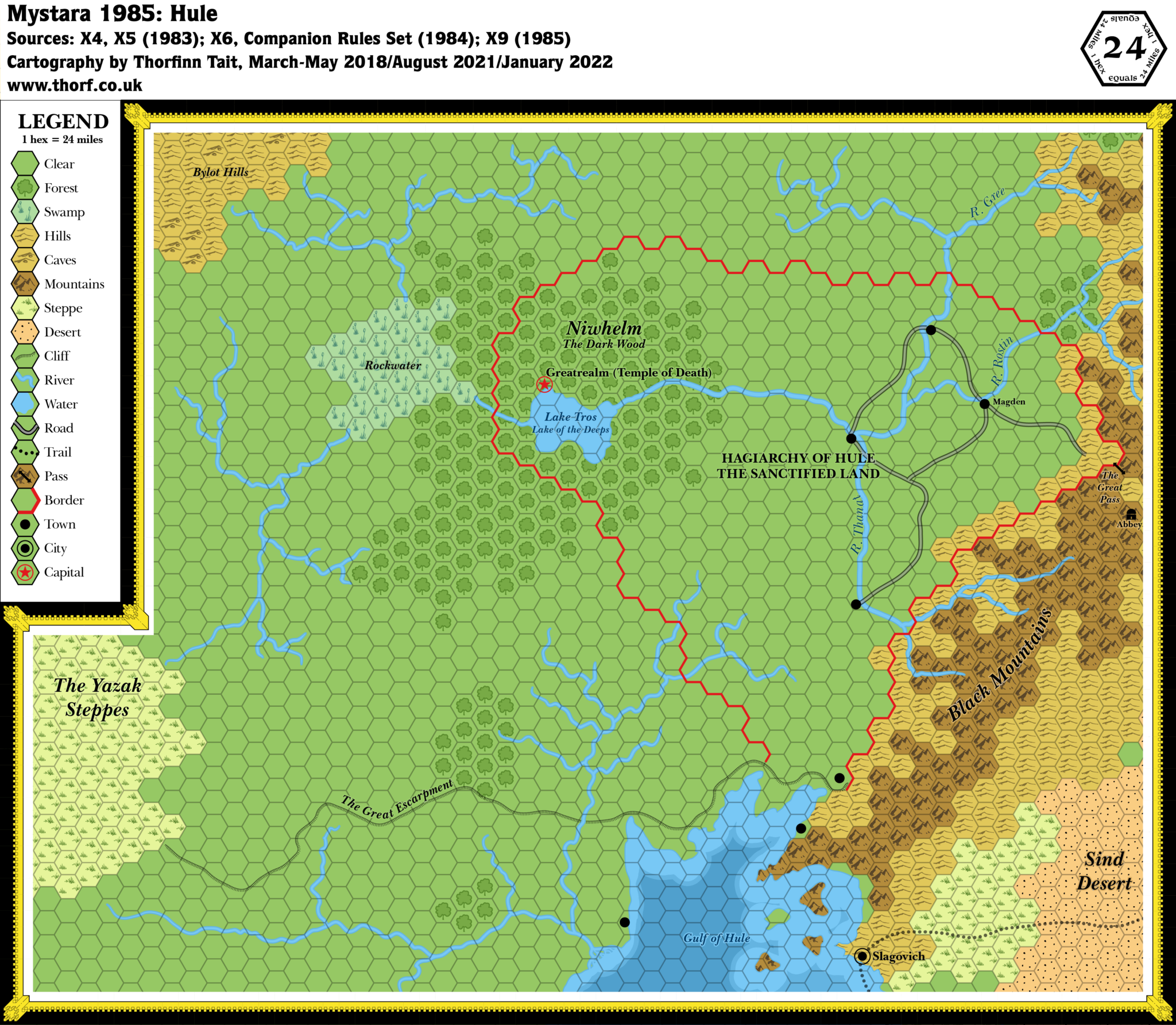 Hule, 24 miles per hex (1985) | Atlas of Mystara