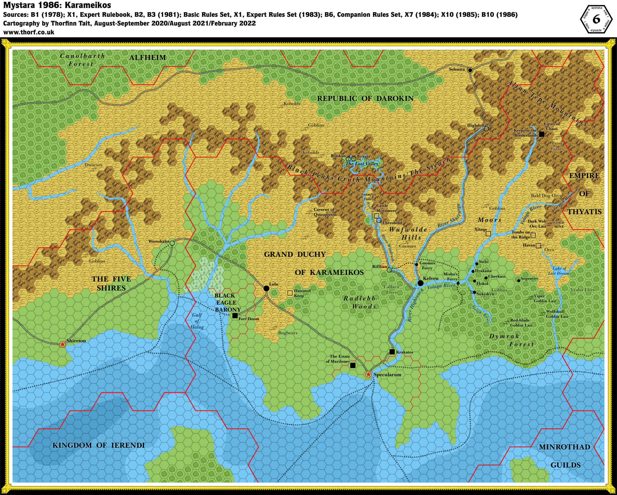 Karameikos, 6 miles per hex (1986) | Atlas of Mystara