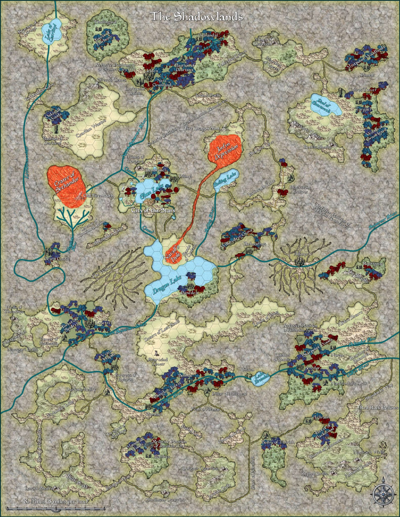 GAZ13 Shadow Elf Territories, 8 mi/hex | Atlas of Mystara