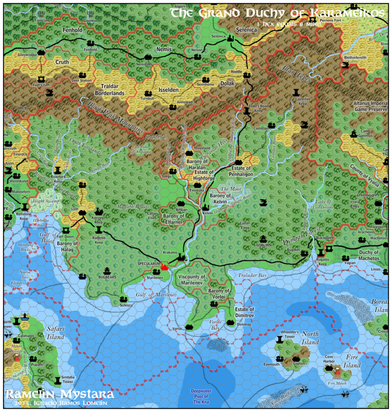 Karameikos, 8 miles per hex | Atlas of Mystara