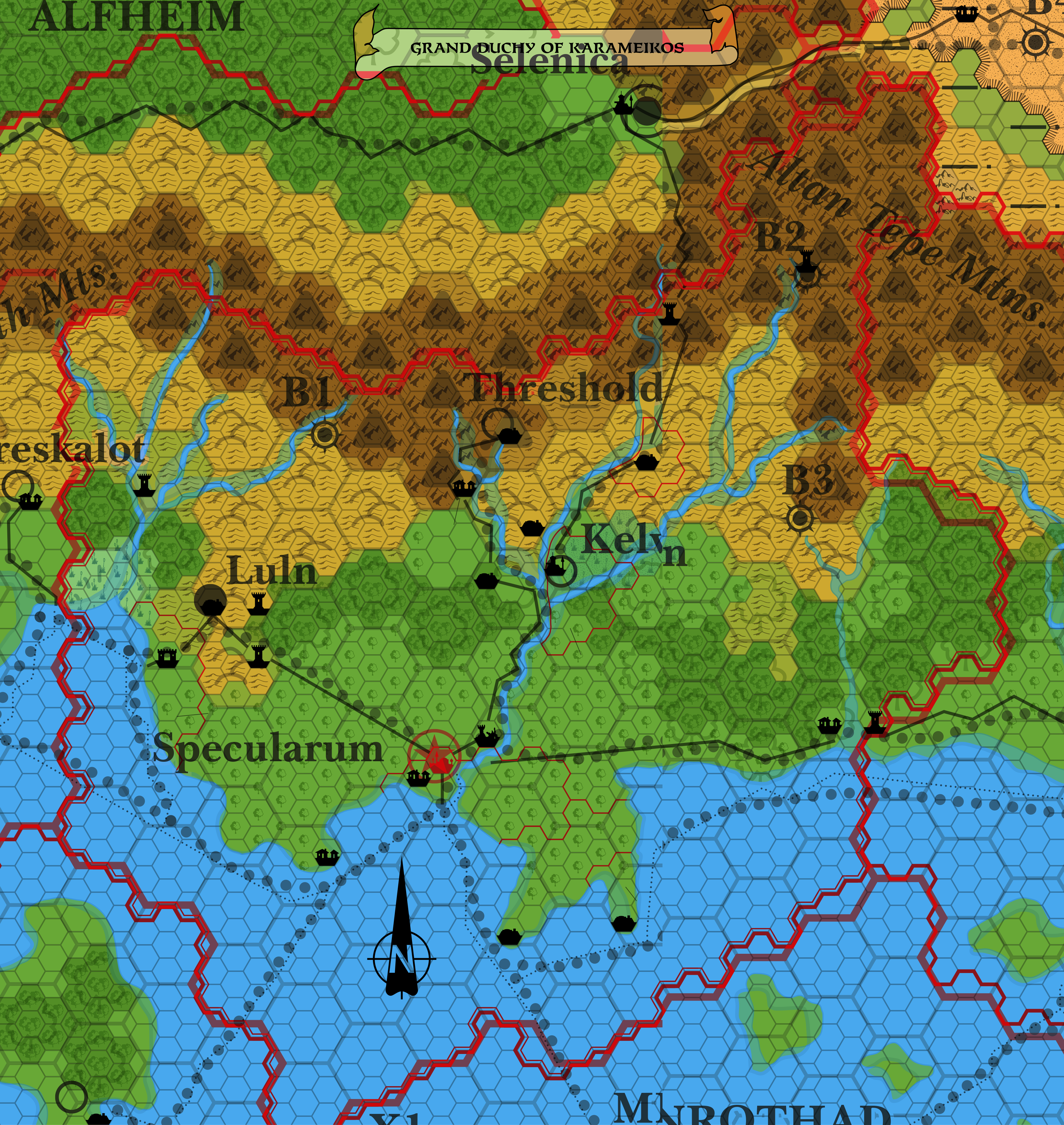 GAZ1 Karameikos, 8 miles per hex overlaid with Expert’s Karameikos at ...