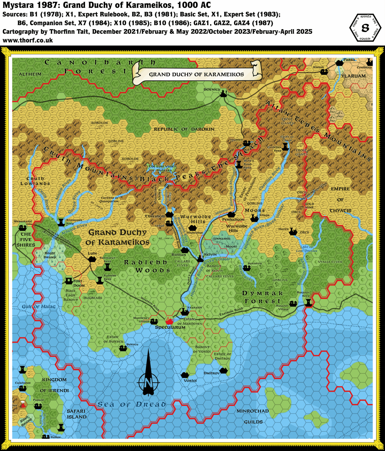 GAZ1 Karameikos, 8 miles per hex | Atlas of Mystara
