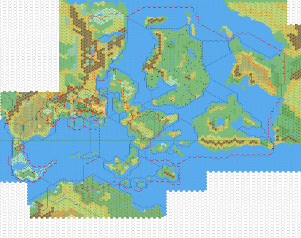 The Known World Region, 72 miles per hex by Mark Howard, June 2005 ...