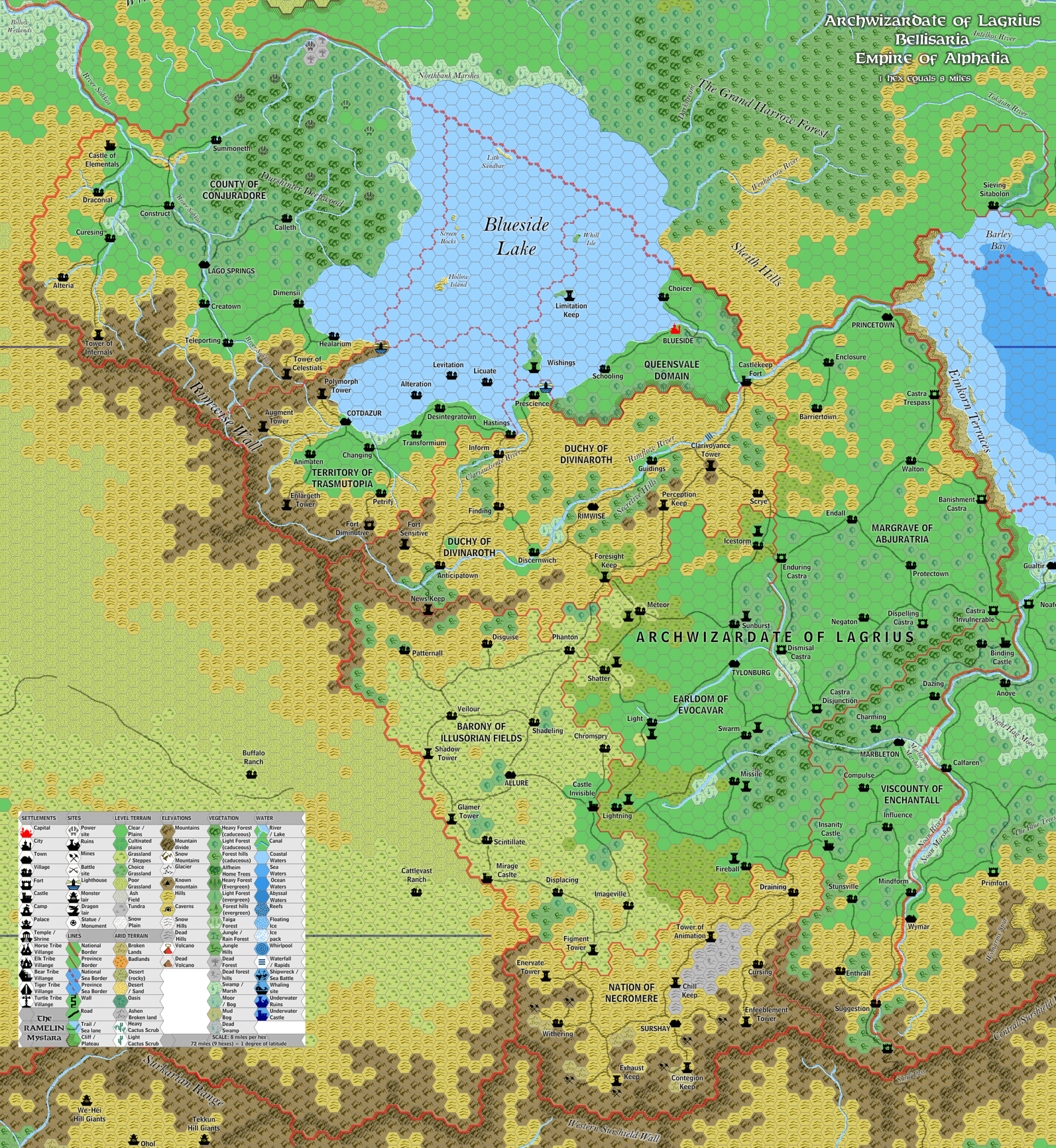 Ramelin’s Lagrius, 8 miles per hex | Atlas of Mystara